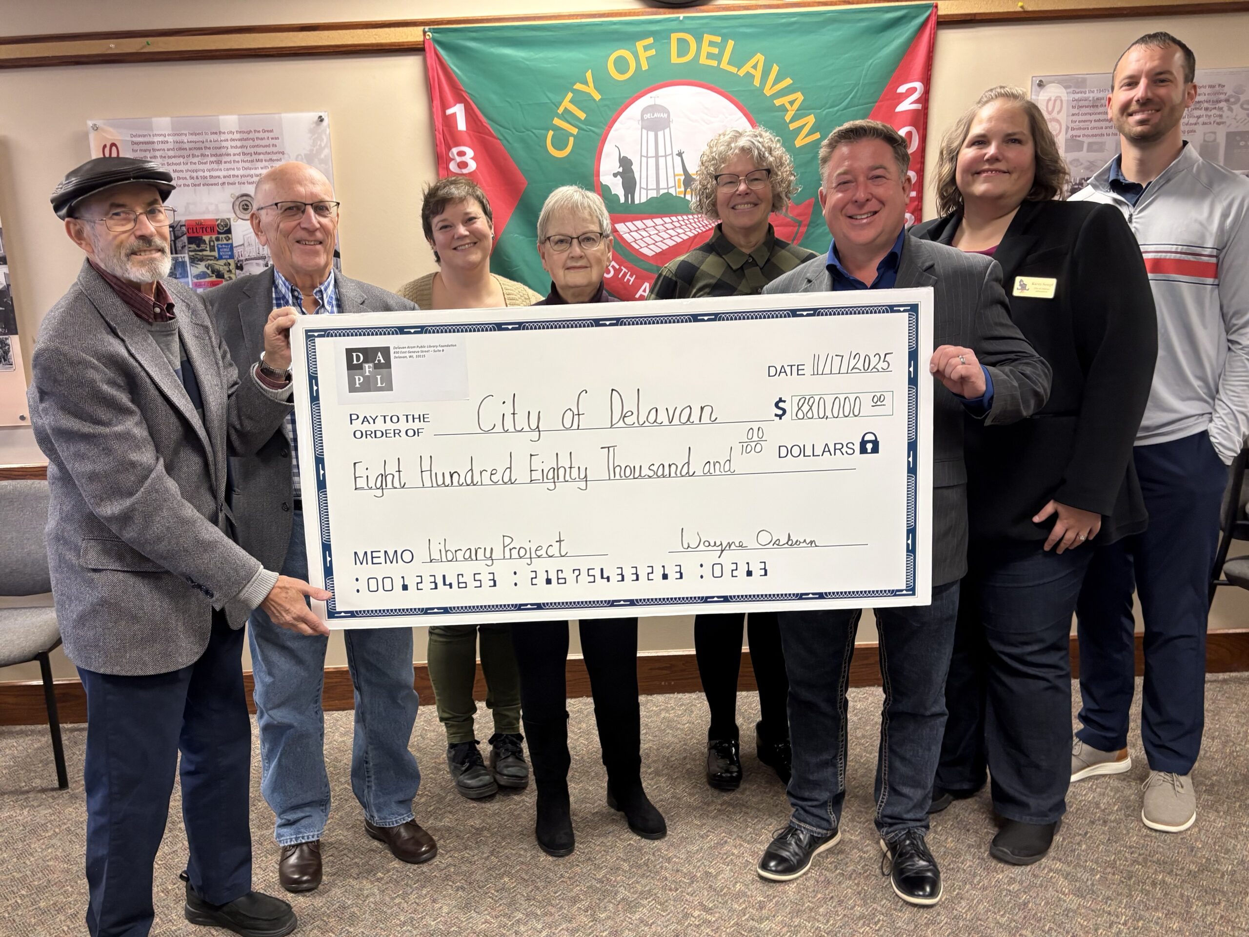 $880,000 donation presented to City! - Delavan Public Library